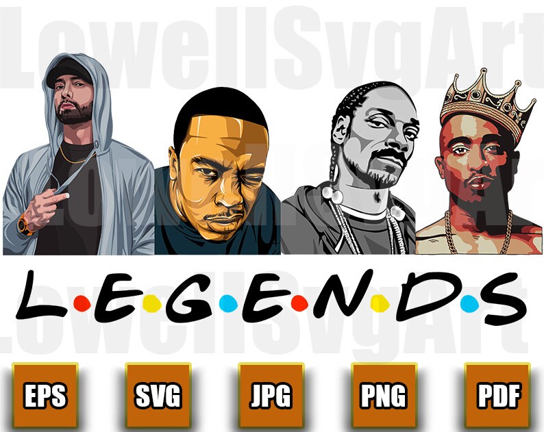 Rap Legends Clipart, Rappers Bundle, 2pac, Eminem, Snoop Dog, Hip Hop ...