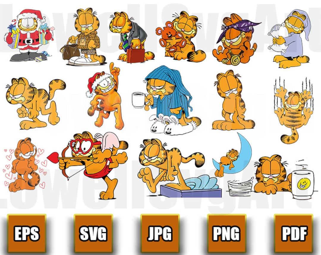 Garfield Svg Bundle, Cricut Garfield Svg, Garfield Silhouette Svg ...