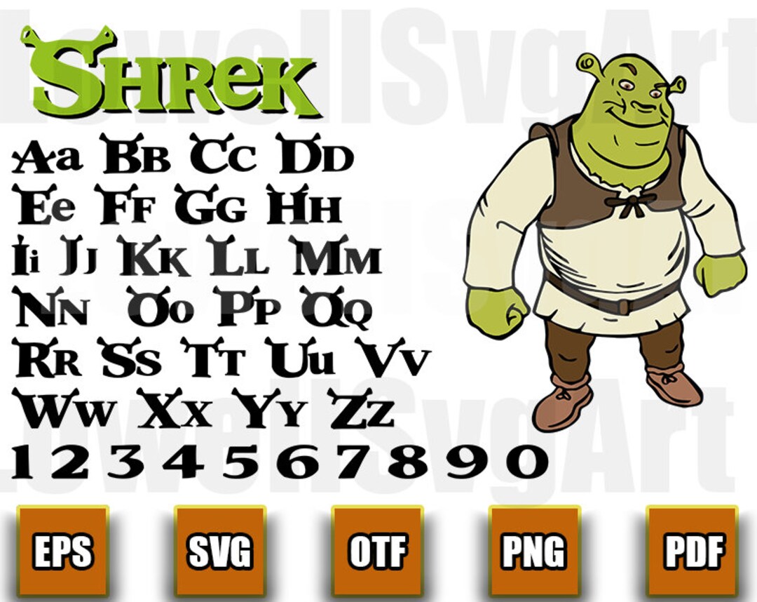 Buy Shrek Font, Shrek Alphabet, Shrek Svg, Shrek Png, Shrek Cut, Shrek ...