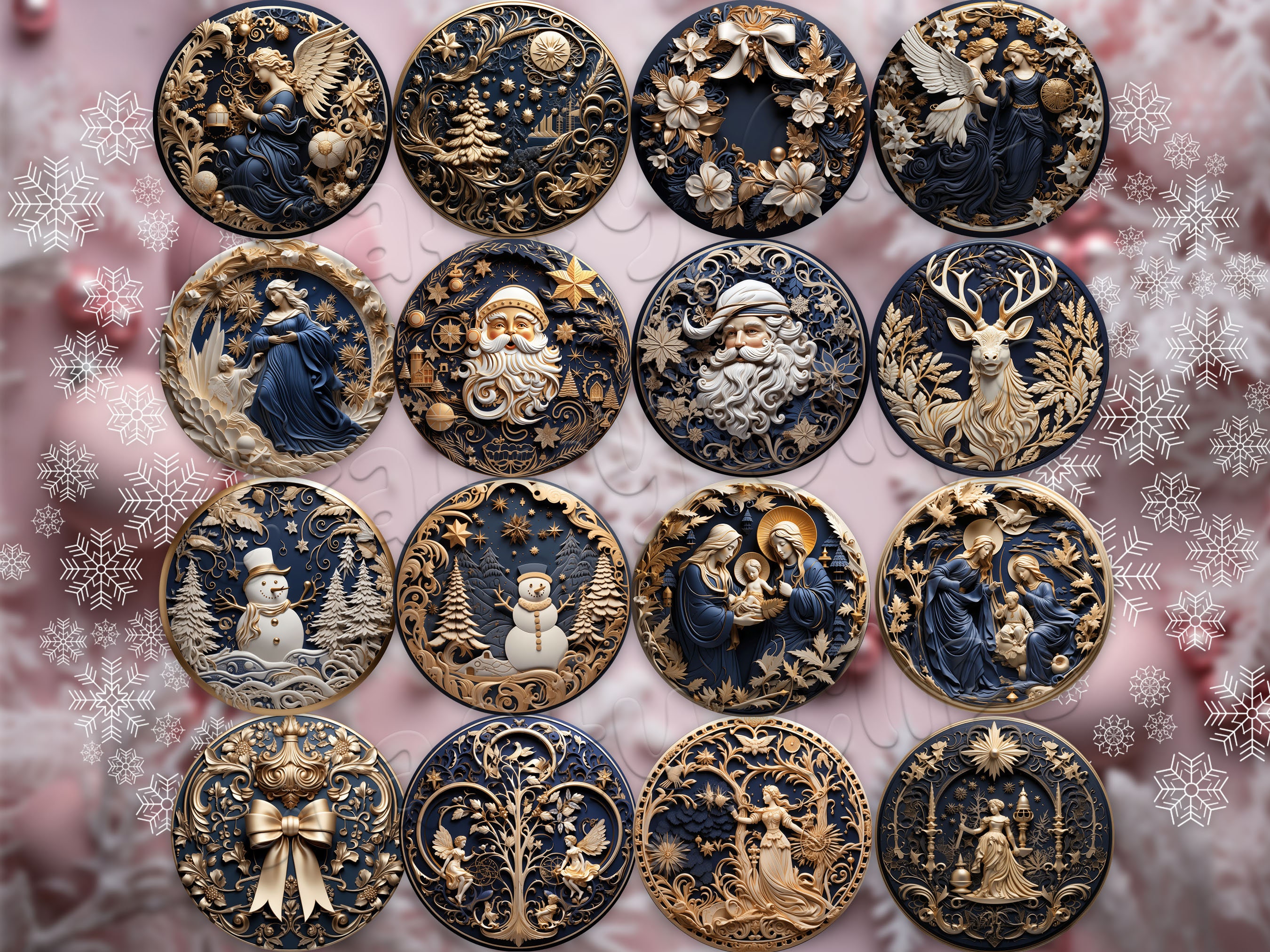 3D Christmas Nativity Ornament 48 PNG Bundle Sublimation Design Festive ...