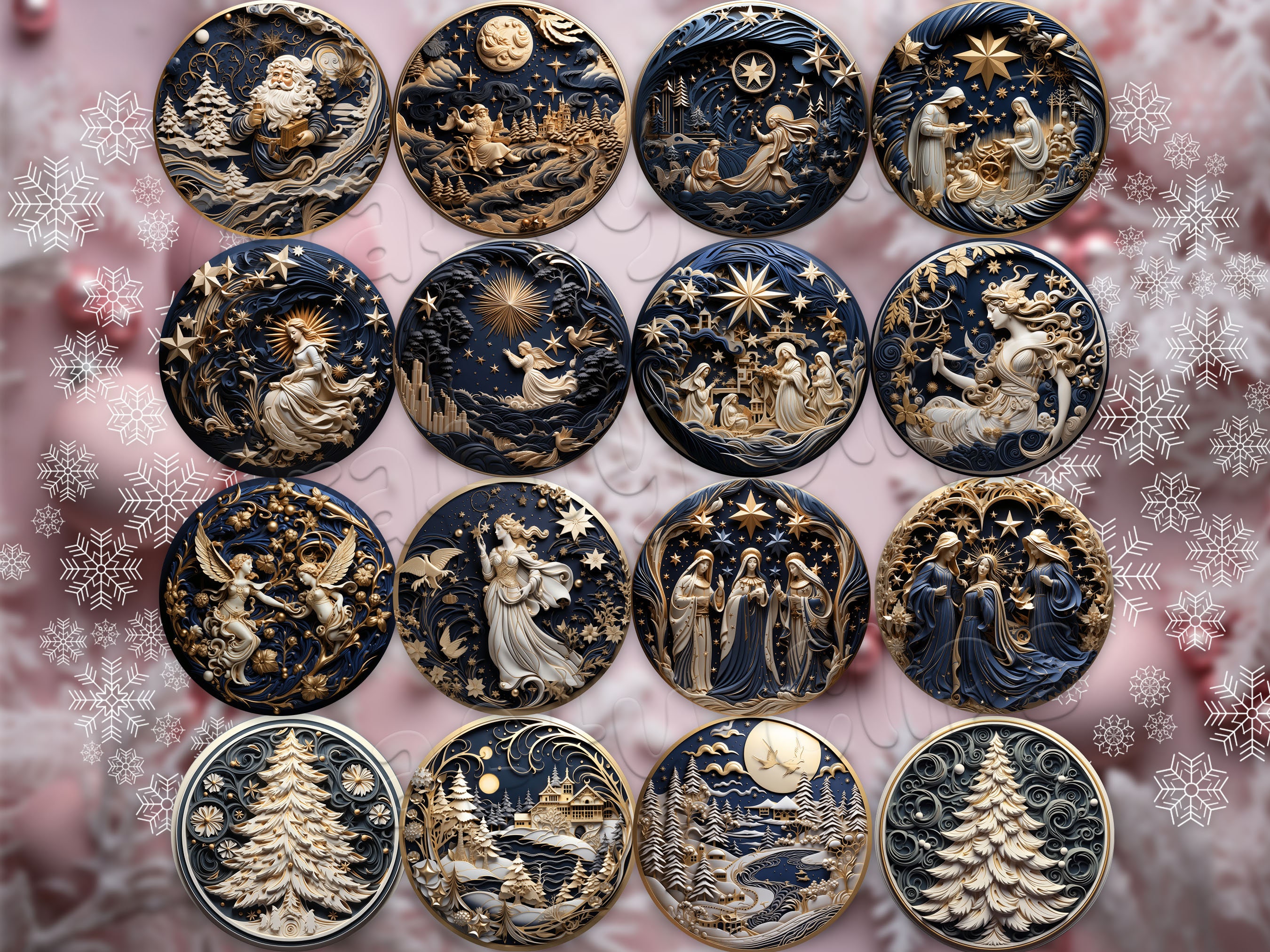 3D Christmas Nativity Ornament 48 PNG Bundle Sublimation Design Festive ...