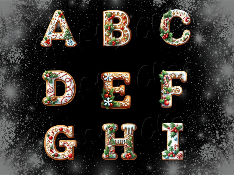 Christmas Alphabet Numbers Clipart - 36 High Quality PNG, Memory Books ...