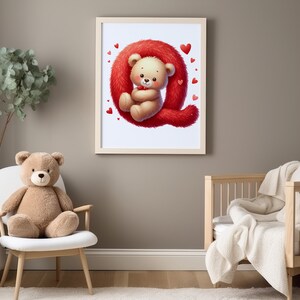 Watercolor Valentine Teddy Bear Alphabet Clipart Set 48 PNG - Etsy