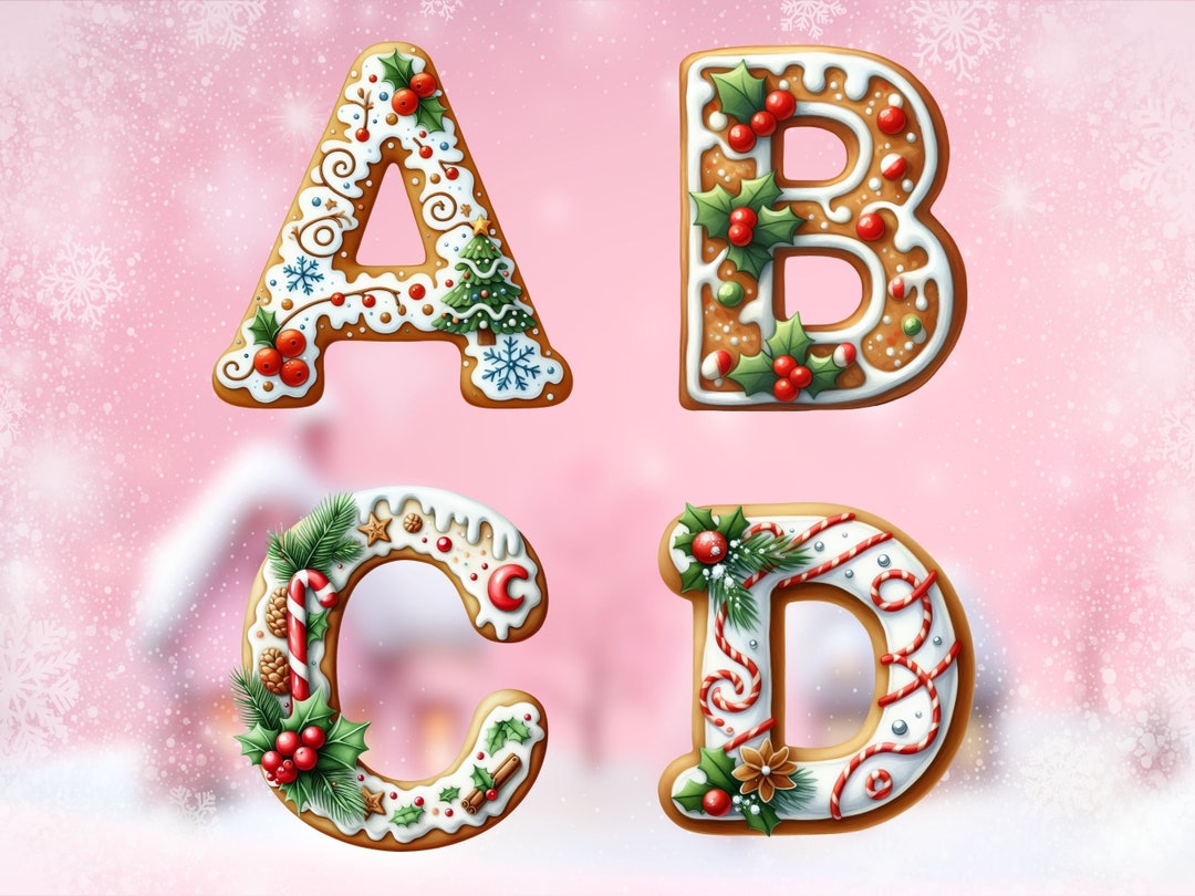 Christmas Alphabet Numbers Clipart - 36 High Quality PNG, Memory Books ...