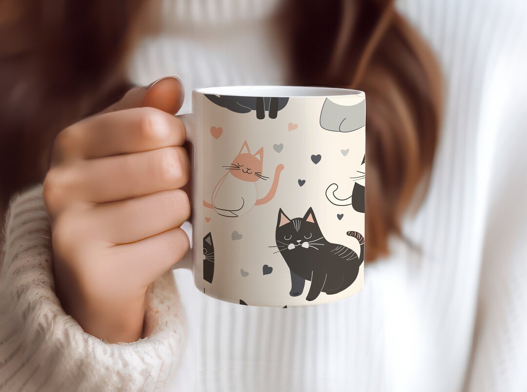 Funny Cat Cup, Cute Cat Mug, Cat Lover Mug, Cat Mug Design, Coffee Mug ...