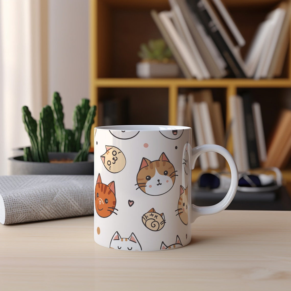Kawaii Cat Mug Cute Mug Aesthetic Funny Cat Cup Cute Pattern Cat Mug ...