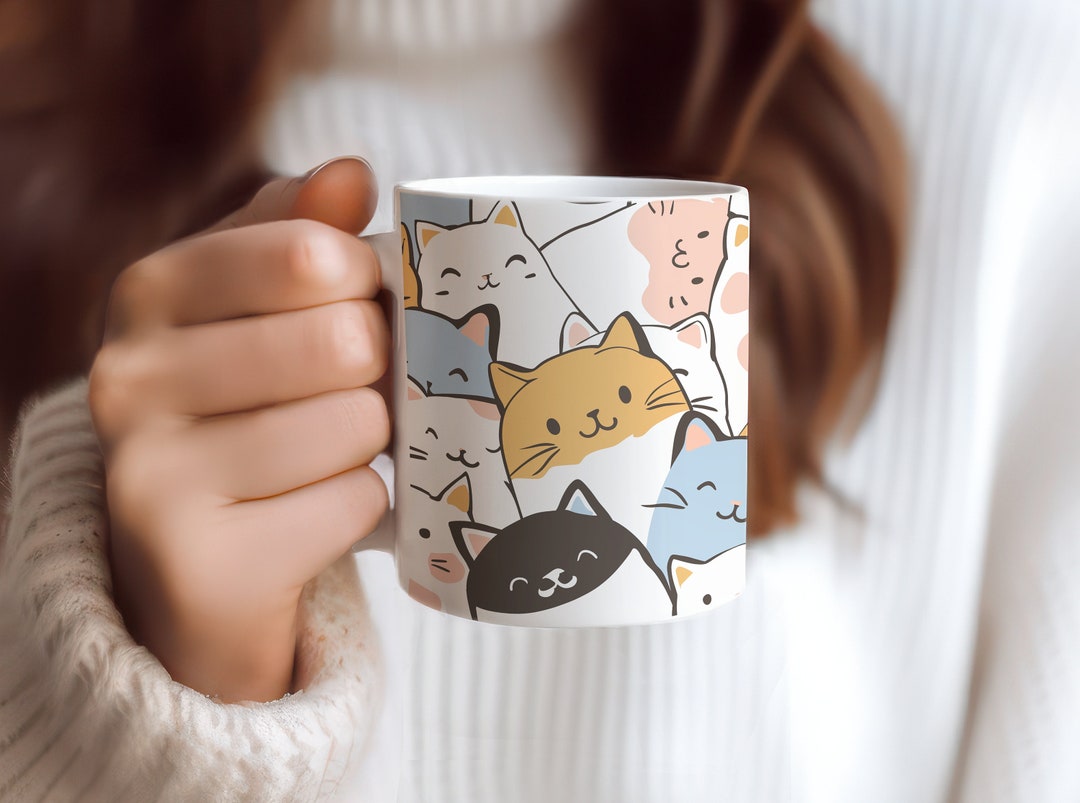 Cute Cat Mug, Kawaii Cat Cup, Cat Lover Gift, Cute Gift Idea, Pet Lover ...