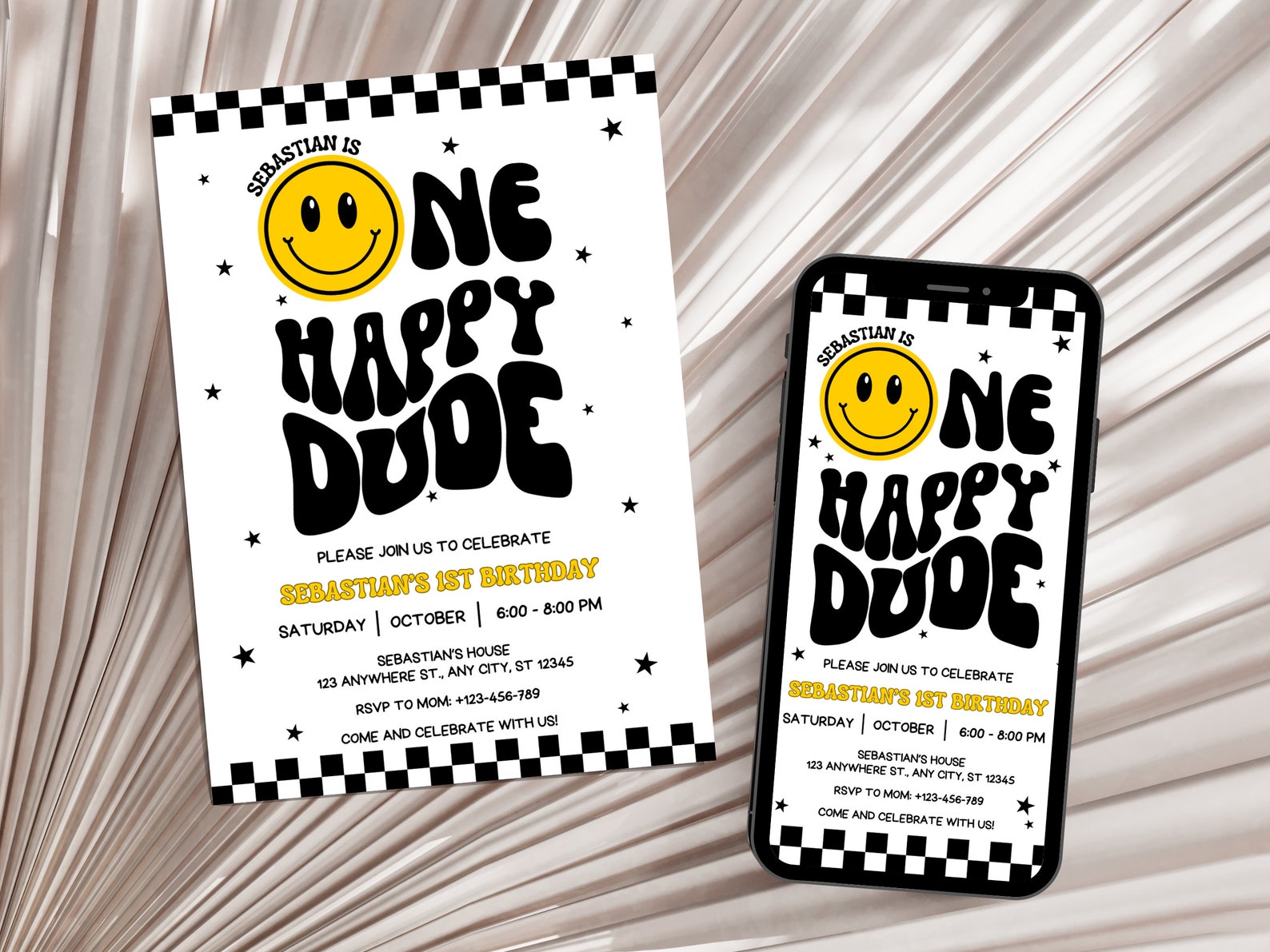 One Happy Dude Birthday Invitation Template Printable Invitation ...