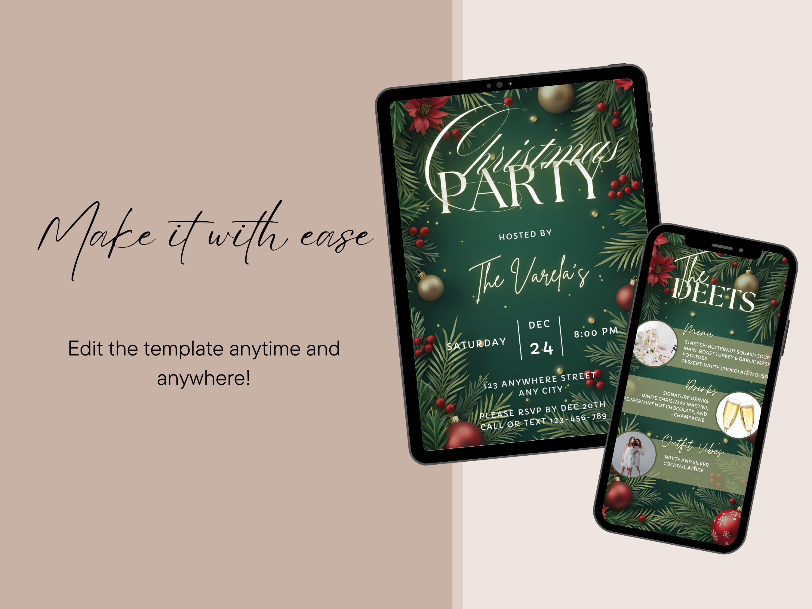 Digital Christmas Party Invitation Christmas Party Digital Phone Invite ...