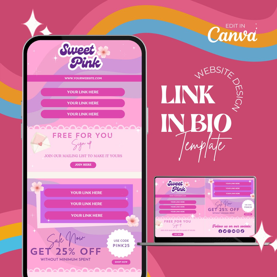 Link in Bio Template Landing Page Instagram Bio Link Canva Link in Bio ...
