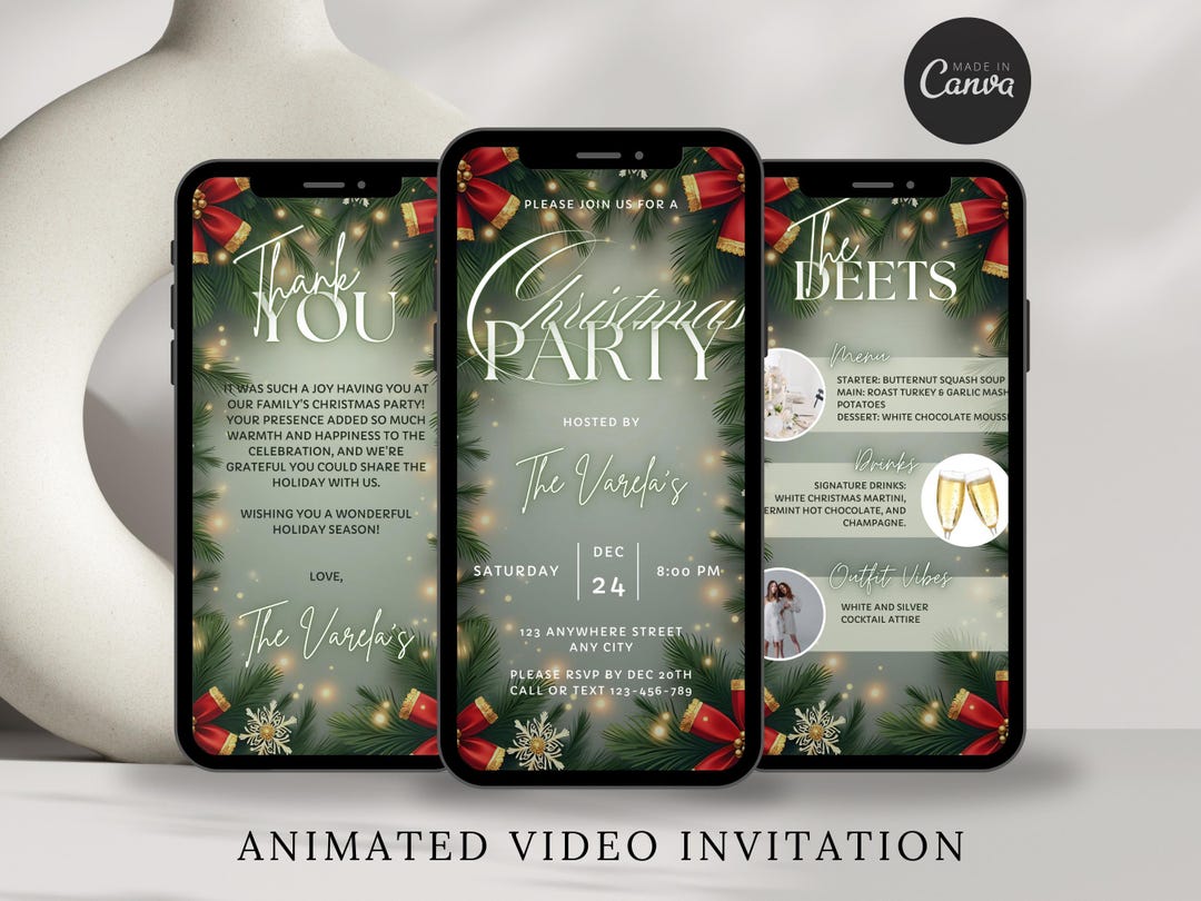 Digital Christmas Party Invitation Christmas Party Digital Phone Invite ...