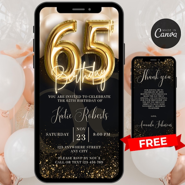 65th Birthday Invitations - Etsy