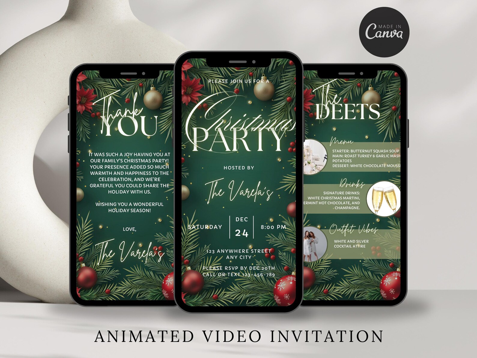 Digital Christmas Party Invitation Christmas Party Digital Phone Invite ...