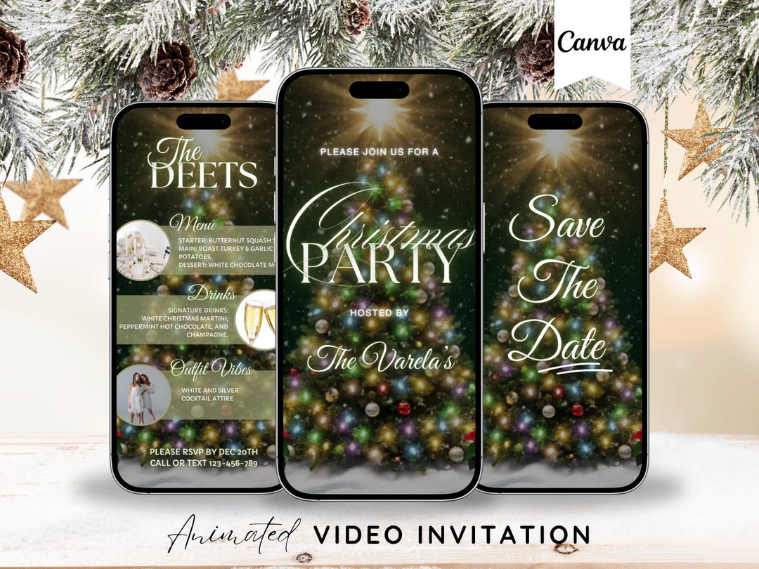 Digital Christmas Invitation Template Editable Holiday Party Invite ...