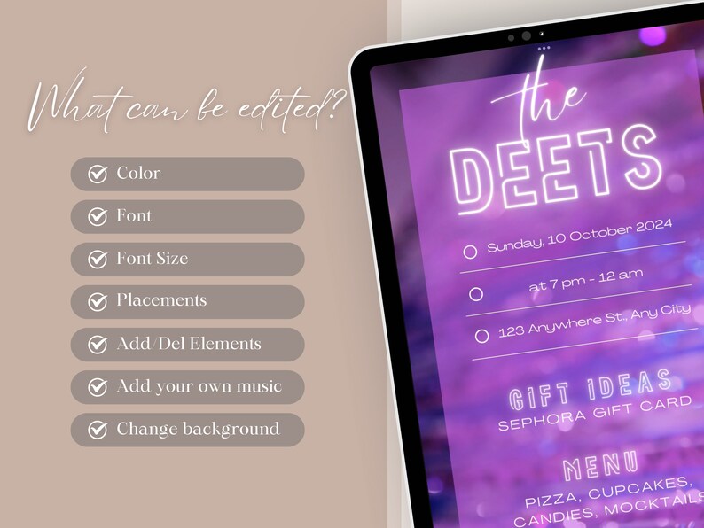 Euphoria Birthday Party Invitation Neon Light Euphoria Birthday Girl ...