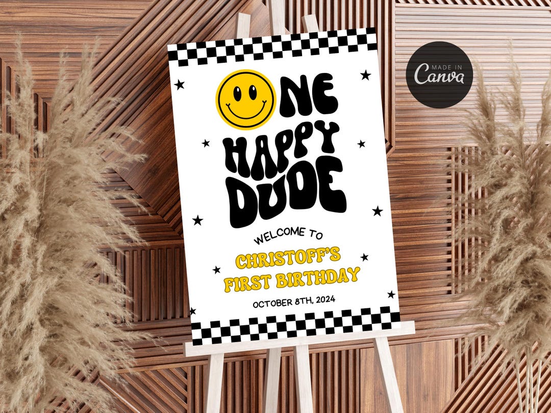 One Happy Dude Welcome Sign Template Editable One Happy Dude Welcome ...