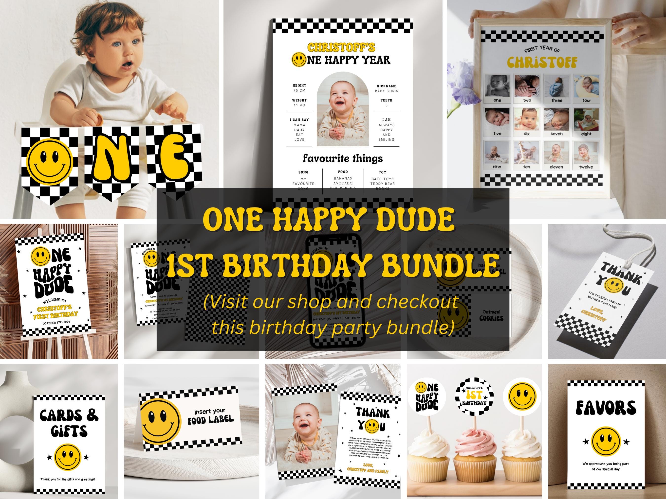One Happy Dude Birthday Invitation Template Printable Invitation ...