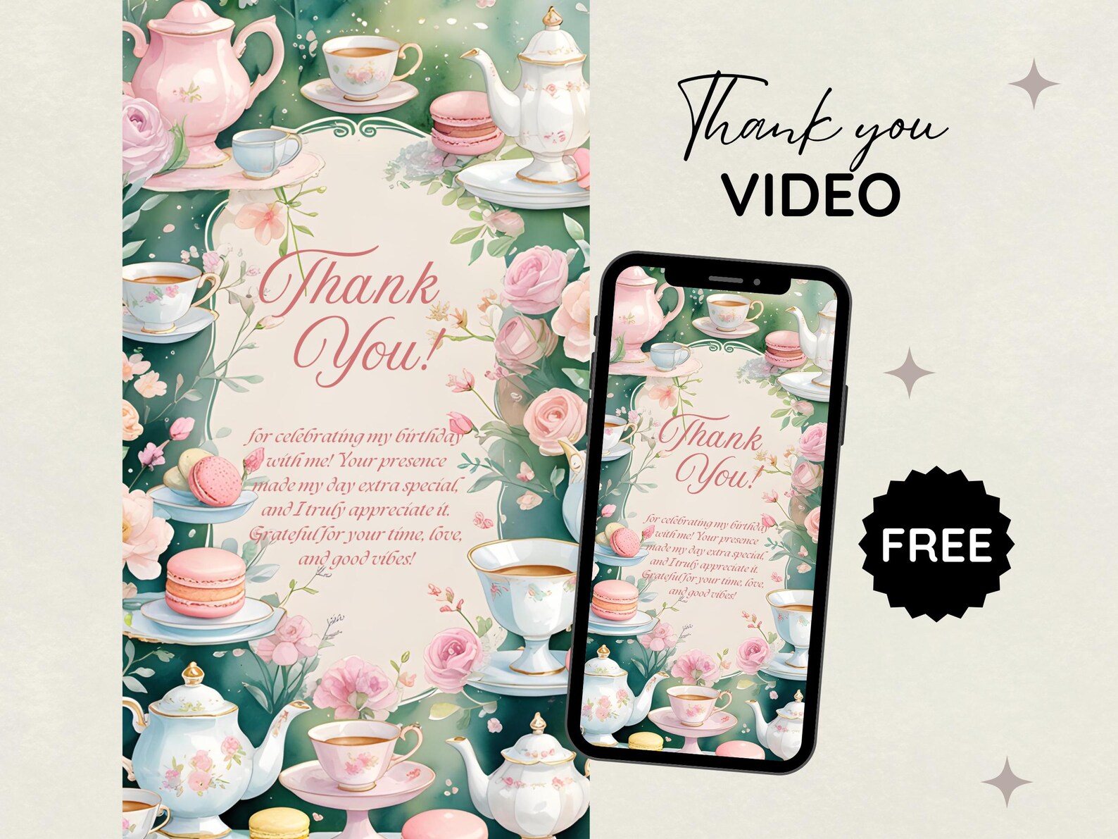 Editable Pink Tea Party Invitation Whimsical Floral Birthday Invite ...