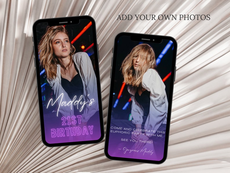 Euphoria Birthday Party Invitation Neon Light Euphoria Birthday Girl ...