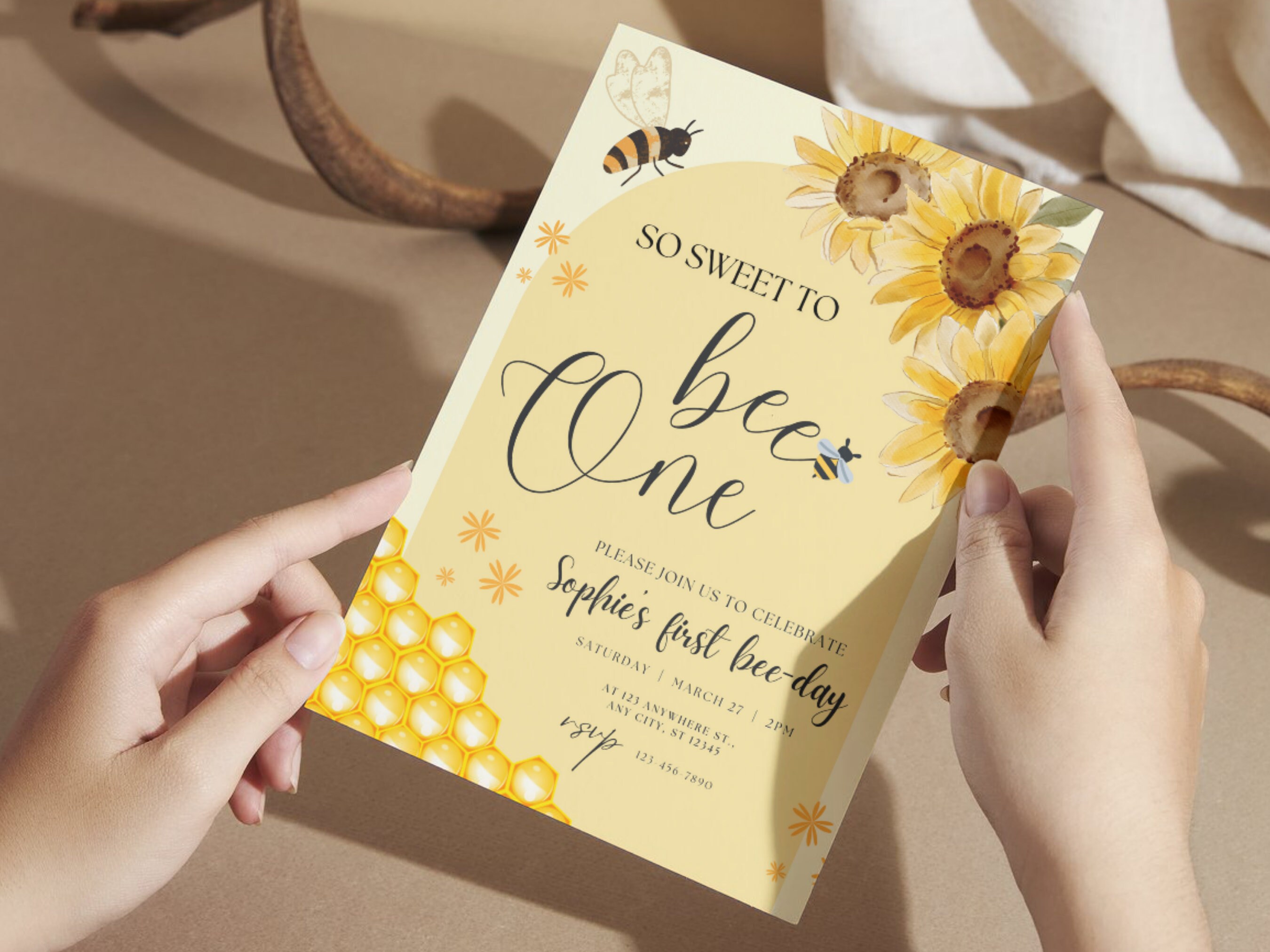 Bee Invitation Template Editable Birthday Party Invitation Digital Kids ...
