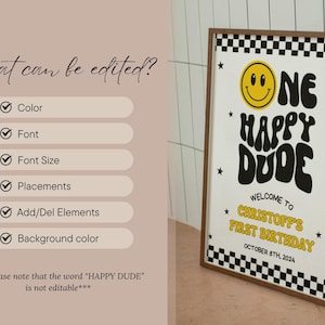 One Happy Dude Welcome Sign Template Editable One Happy Dude Welcome ...