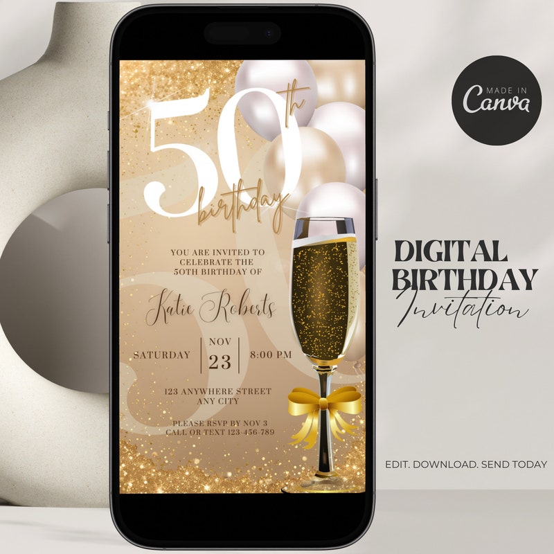 50th Birthday Invitations for Women - Etsy