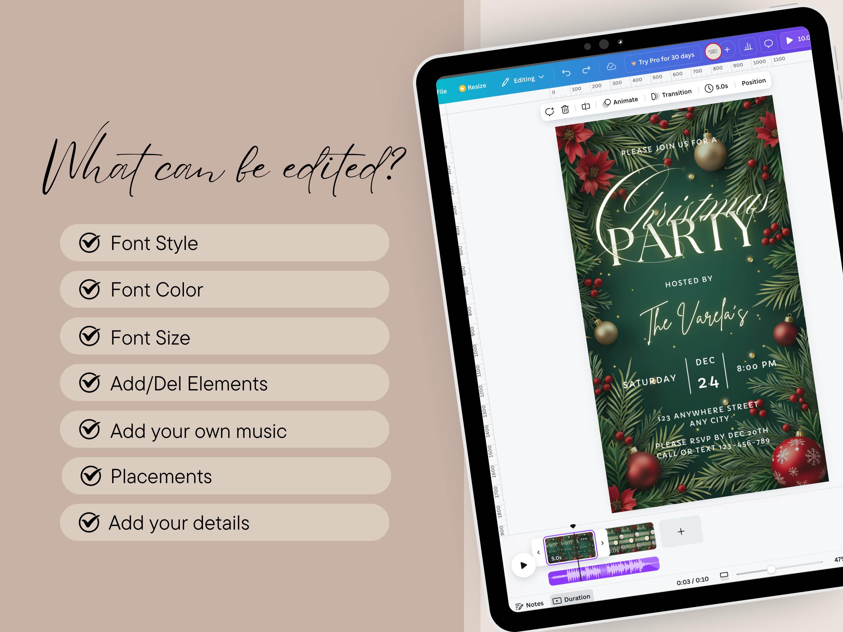 Digital Christmas Party Invitation Christmas Party Digital Phone Invite ...