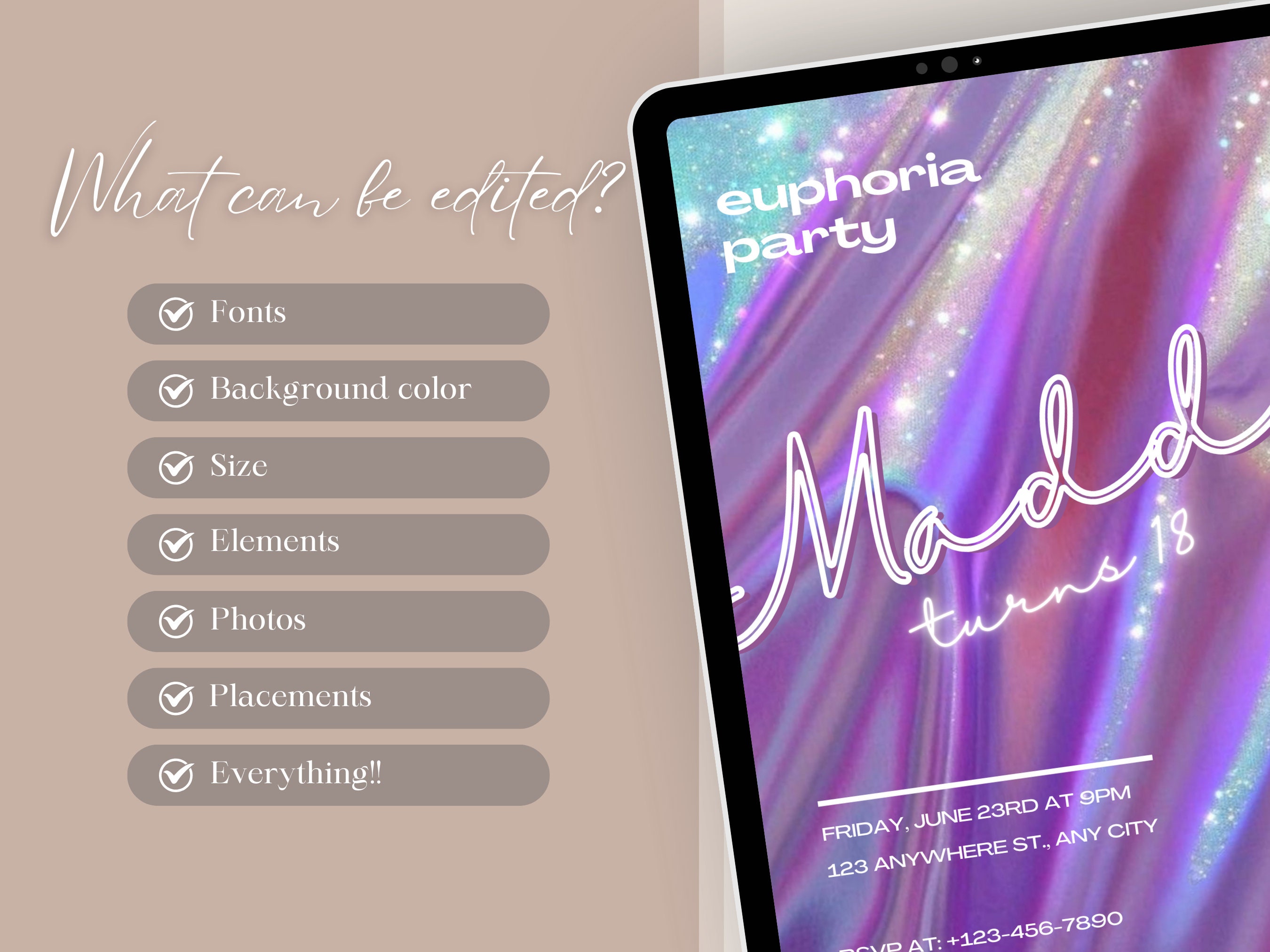 Euphoria Invitation for Euphoria Birthday Party Invite for Euphoria ...