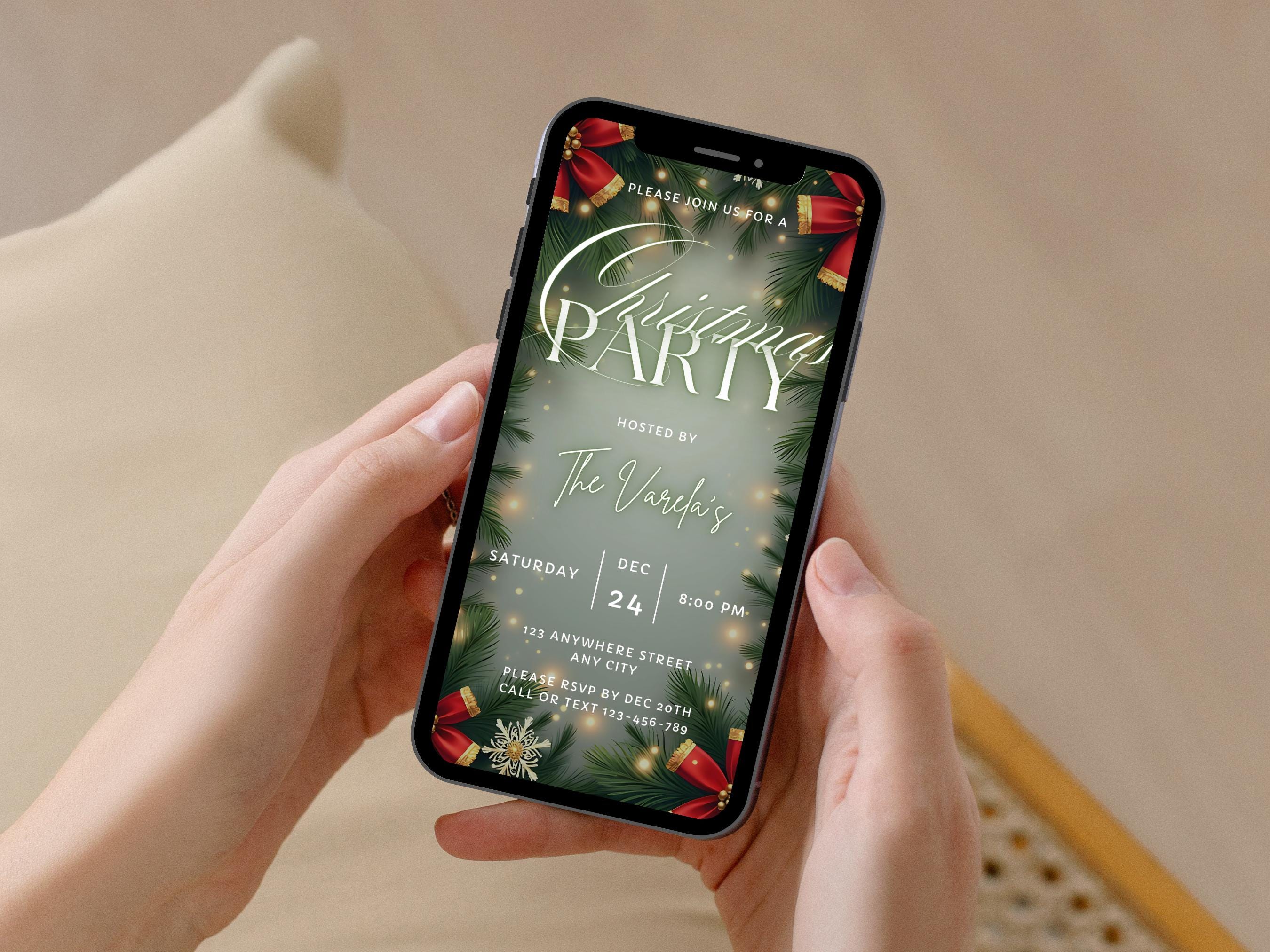 Digital Christmas Party Invitation Christmas Party Digital Phone Invite ...