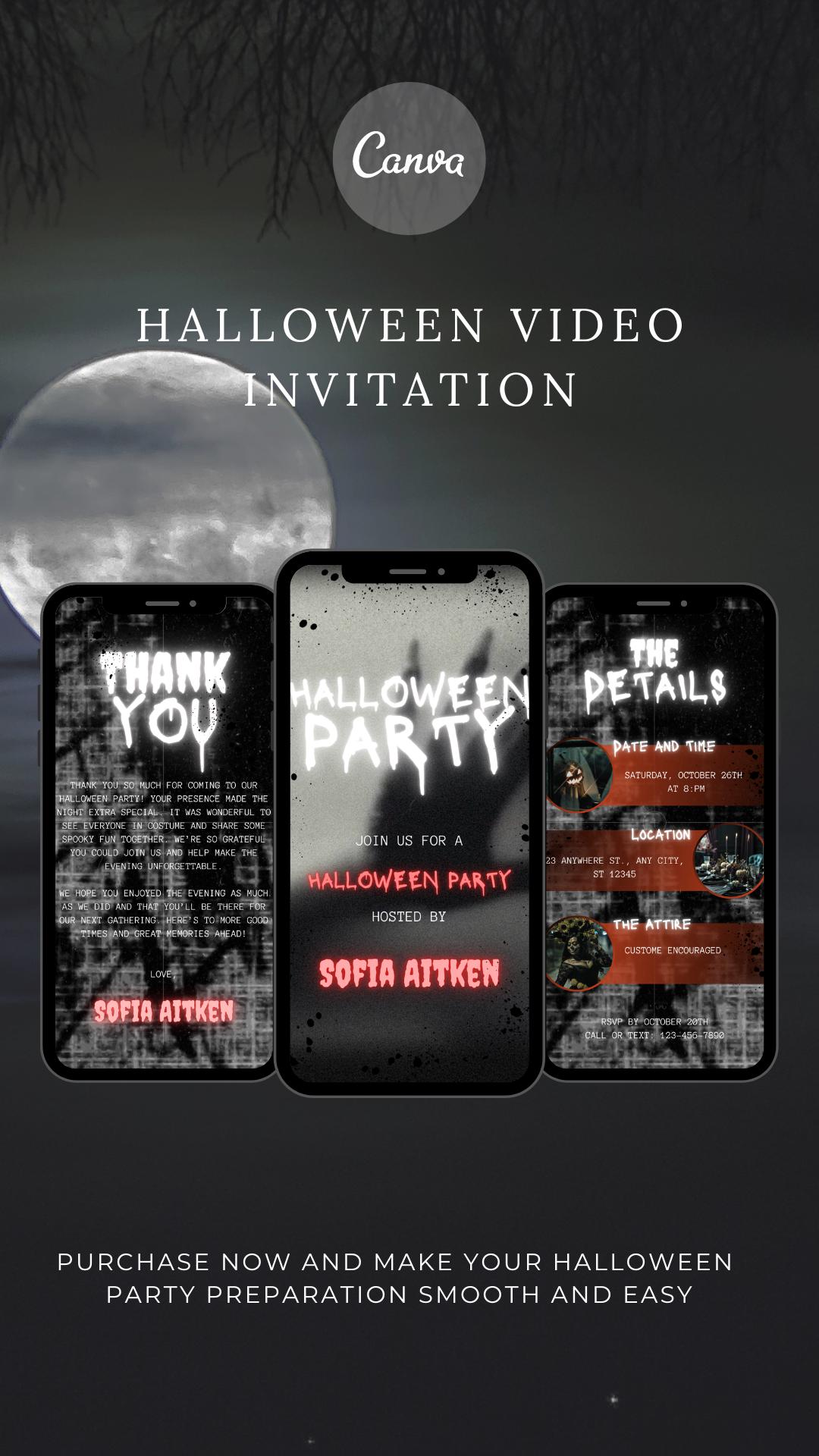Digital Halloween Party Invitation for Adults Halloween Costume Party ...