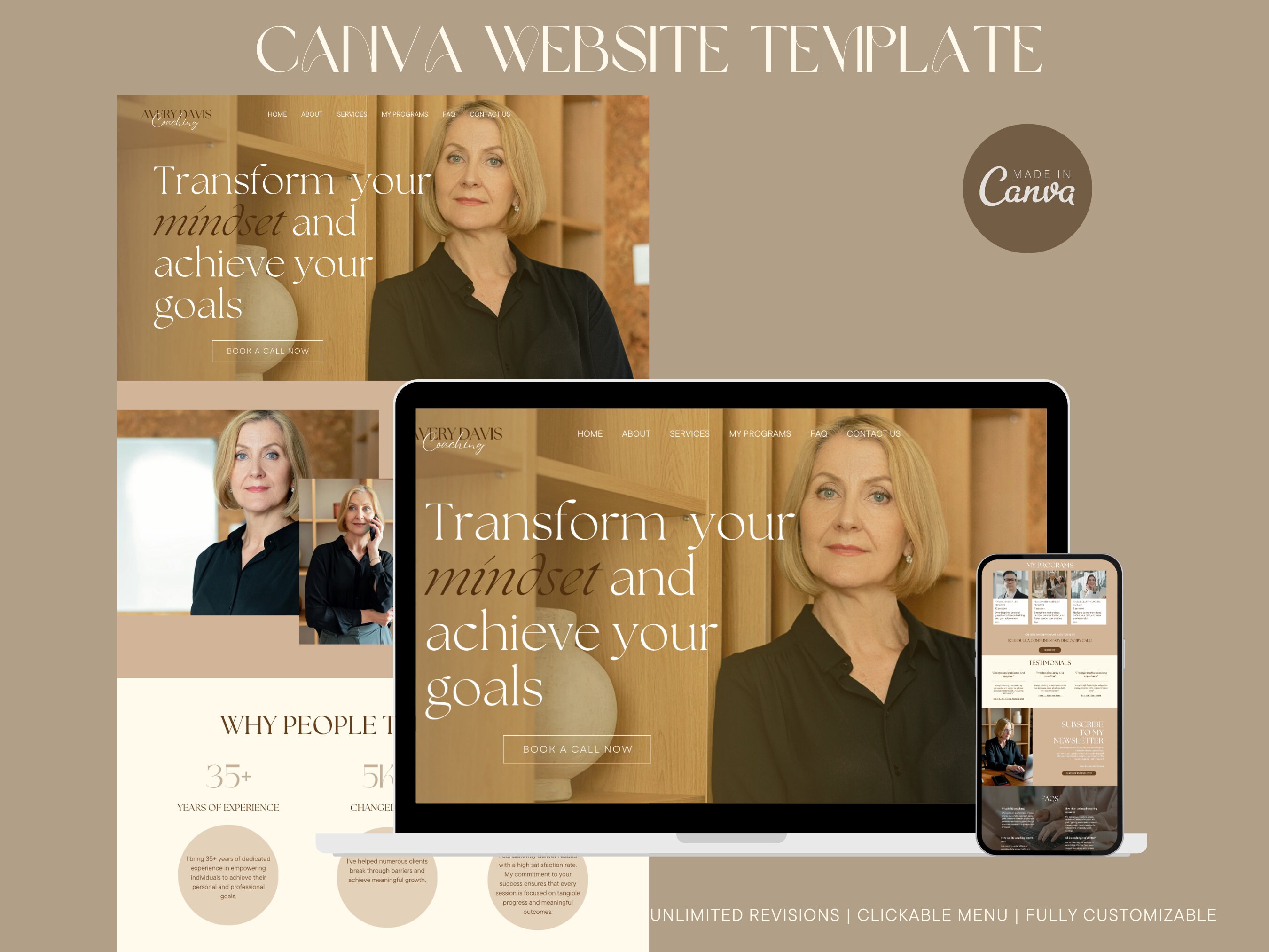 Life Coach Website Template Life Coaching Canva Website for Coaches ...