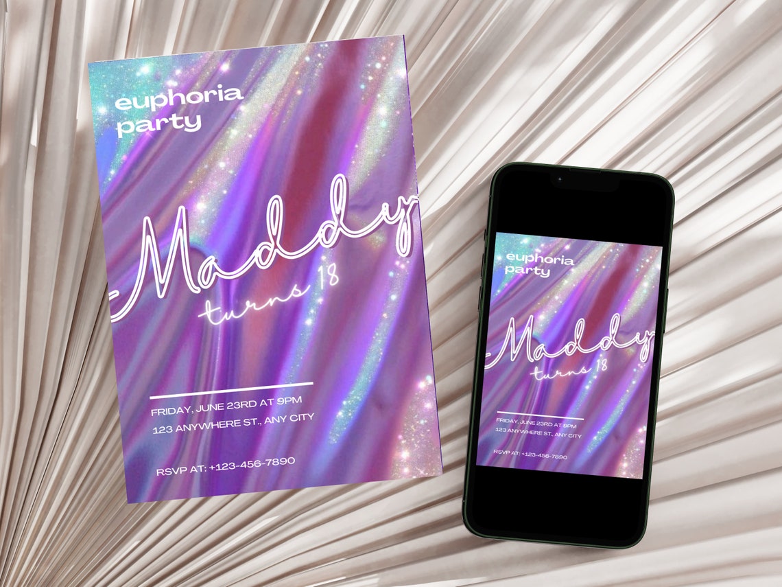 Euphoria Invitation for Euphoria Birthday Party Invite for Euphoria ...