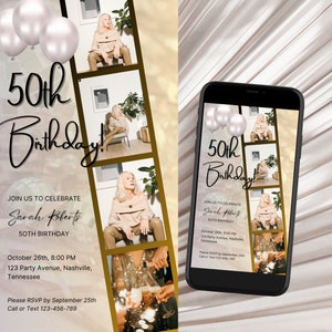 Digital 50th Birthday Invitation for Women Editable 50th Invite Evite ...