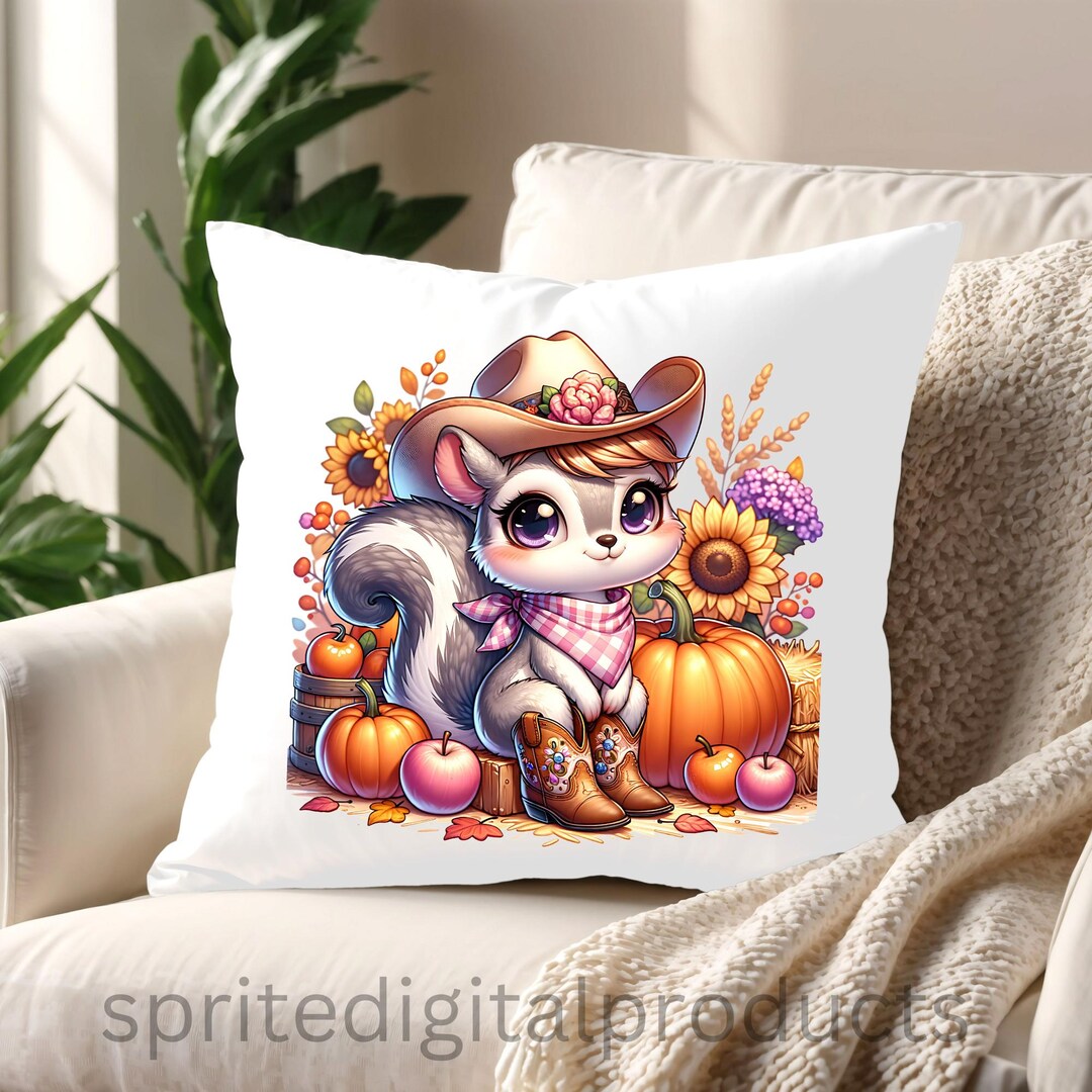Cute Autumn Skunk Png , Sublimation Designs , Pillow Design Png ...