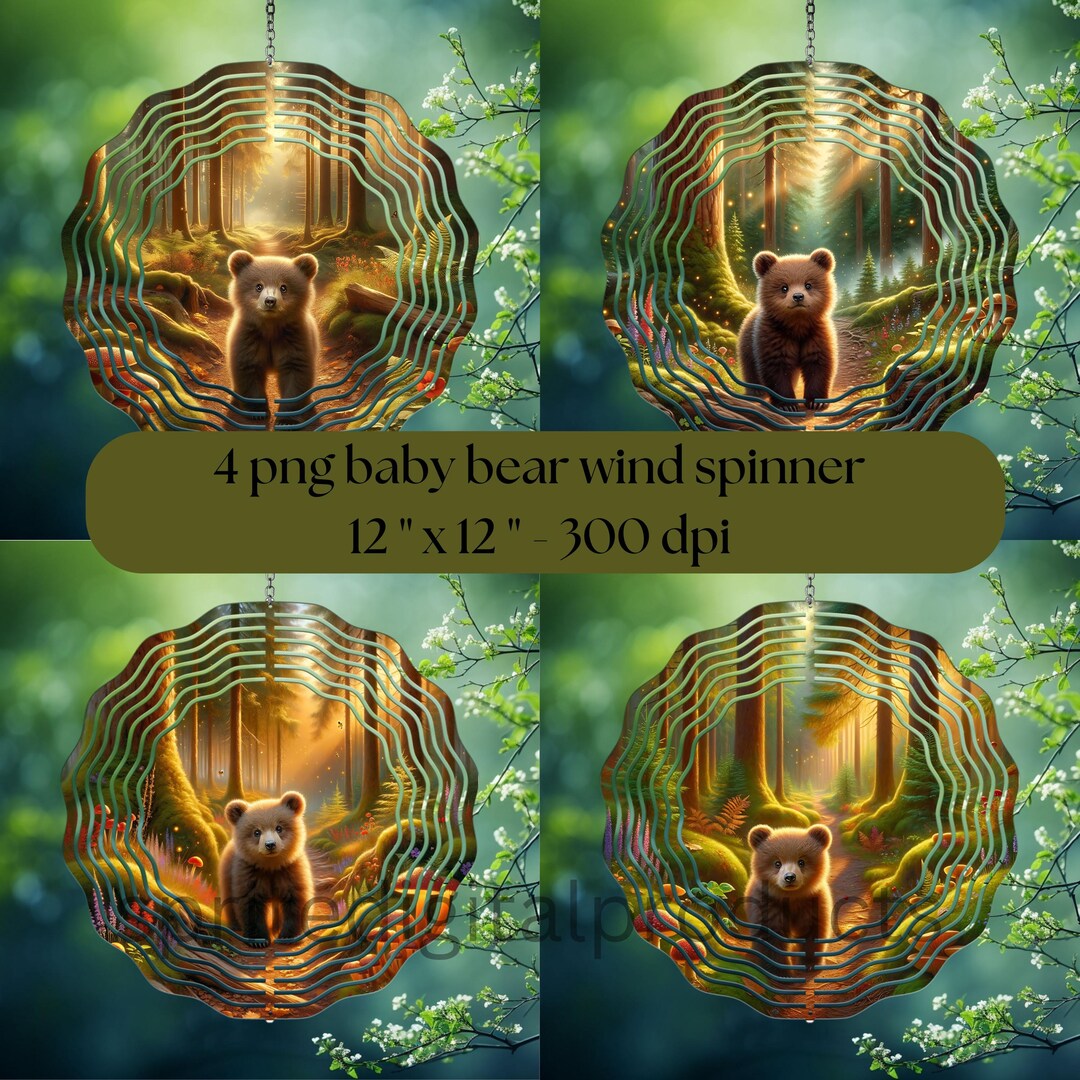 Baby Brown Bear Wind Spinner Png , 4 Wind Spinner Sublimation Design ...