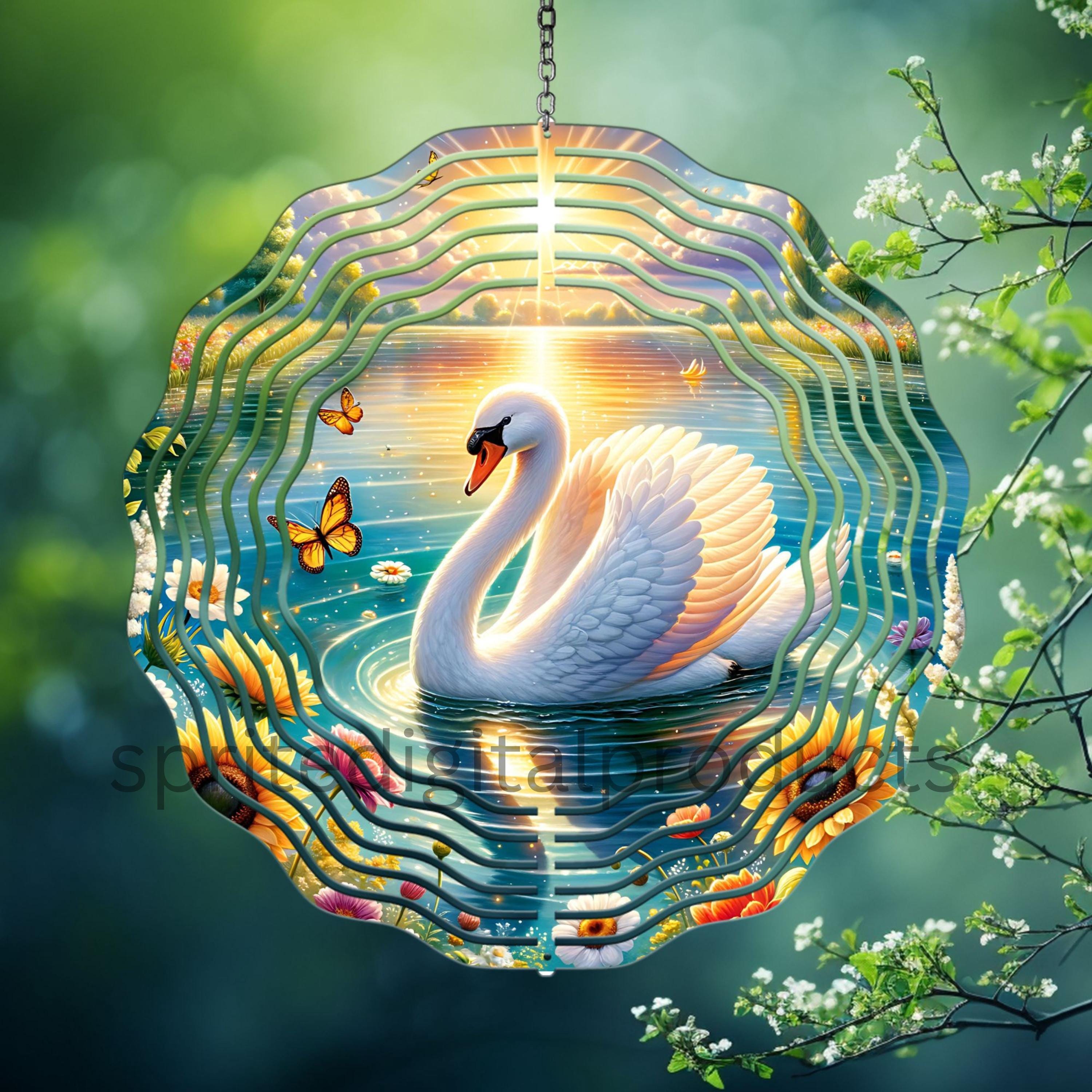 Beautiful Swan Wind Spinner Png , 4 Wind Spinner Sublimation Design ...