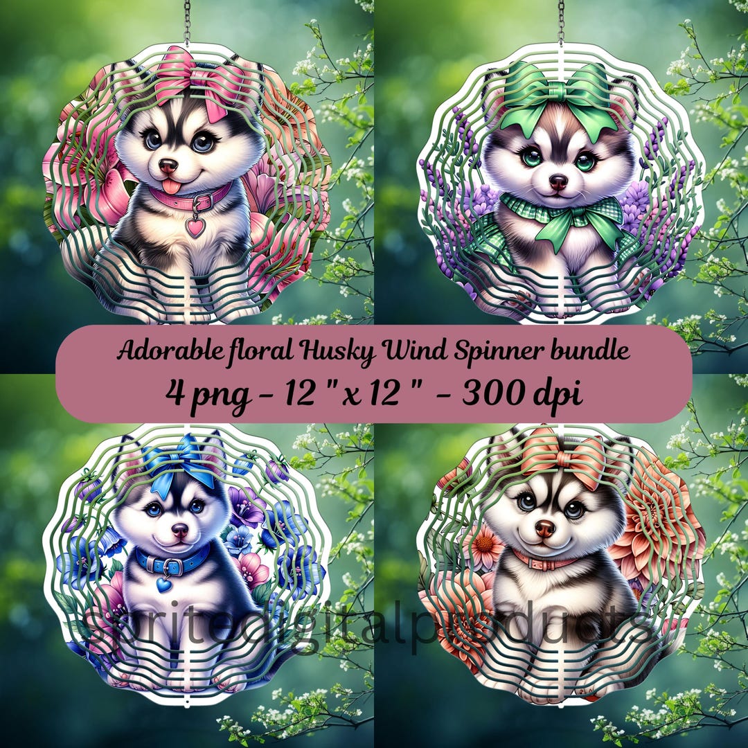 Adorable Floral Husky Wind Spinner Png , 4 Wind Spinner Sublimation ...