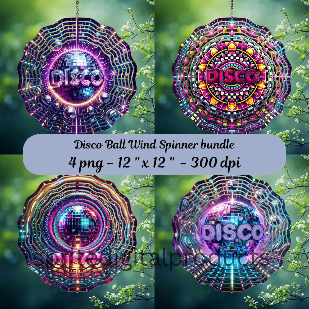 Disco Ball Wind Spinner Png , 4 Wind Spinner Sublimation Design ...