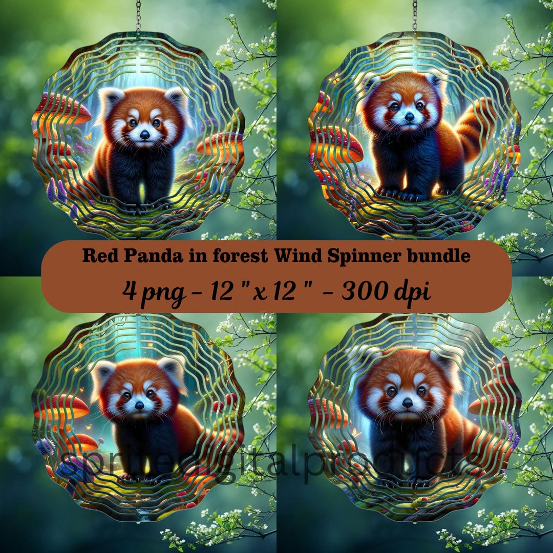 Red Panda Wind Spinner Png , 4 Wind Spinner Sublimation Design , Garden ...
