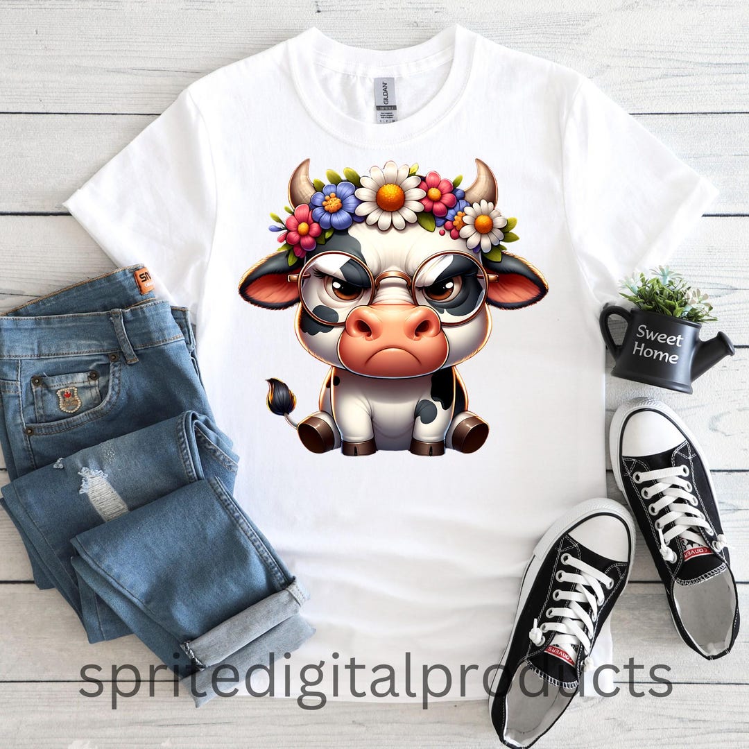 Grumpy Cow PNG , Sublimation Designs , T-shirt Sweater Clipart Design ...