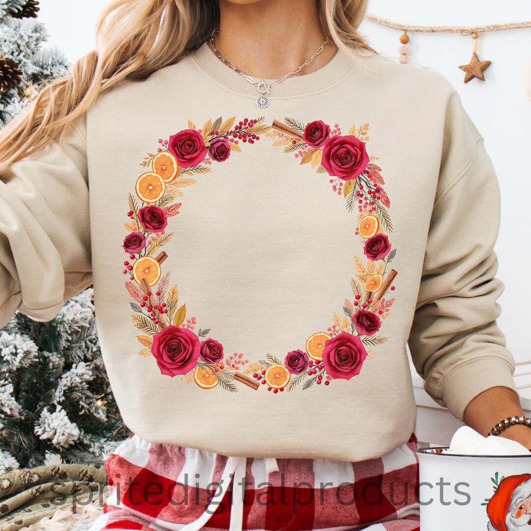Christmas Floral Wreath Png , Sublimation Design , Digital Download ...