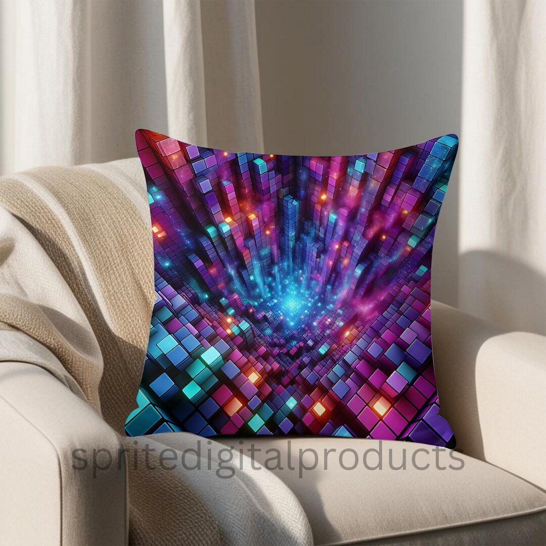 Futuristic Geometric Cube Png , Pillow Sublimation Design Png , Digital ...