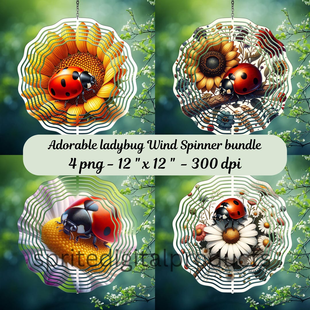 Adorable Ladybug Wind Spinner Png , 4 Cute Garden Insect Sublimation ...