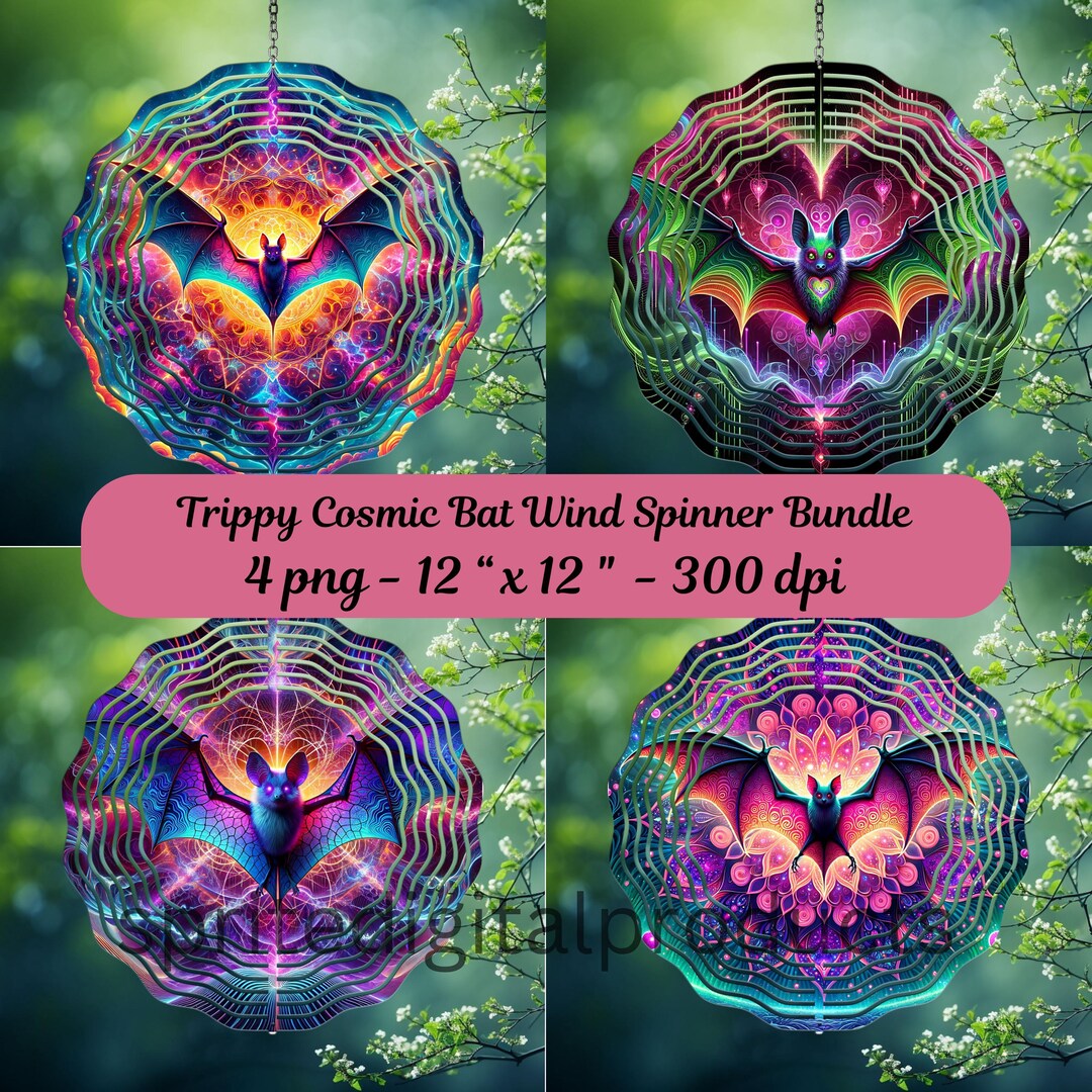 Trippy Cosmic Bat Wind Spinner Png , 4 Wind Spinner Sublimation Design ...
