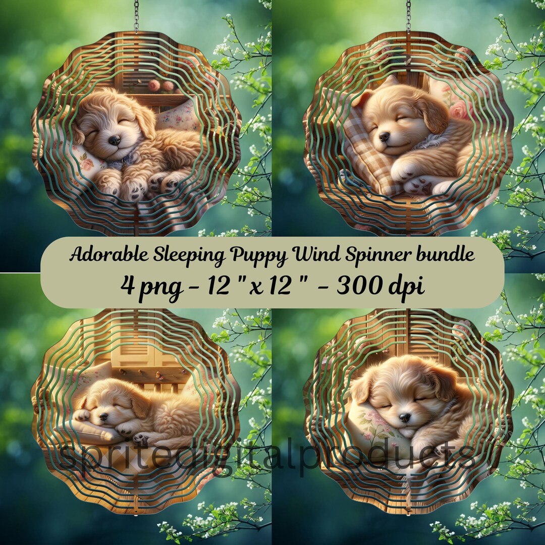 Adorable Sleeping Puppy Wind Spinner Png , 4 Wind Spinner Sublimation ...