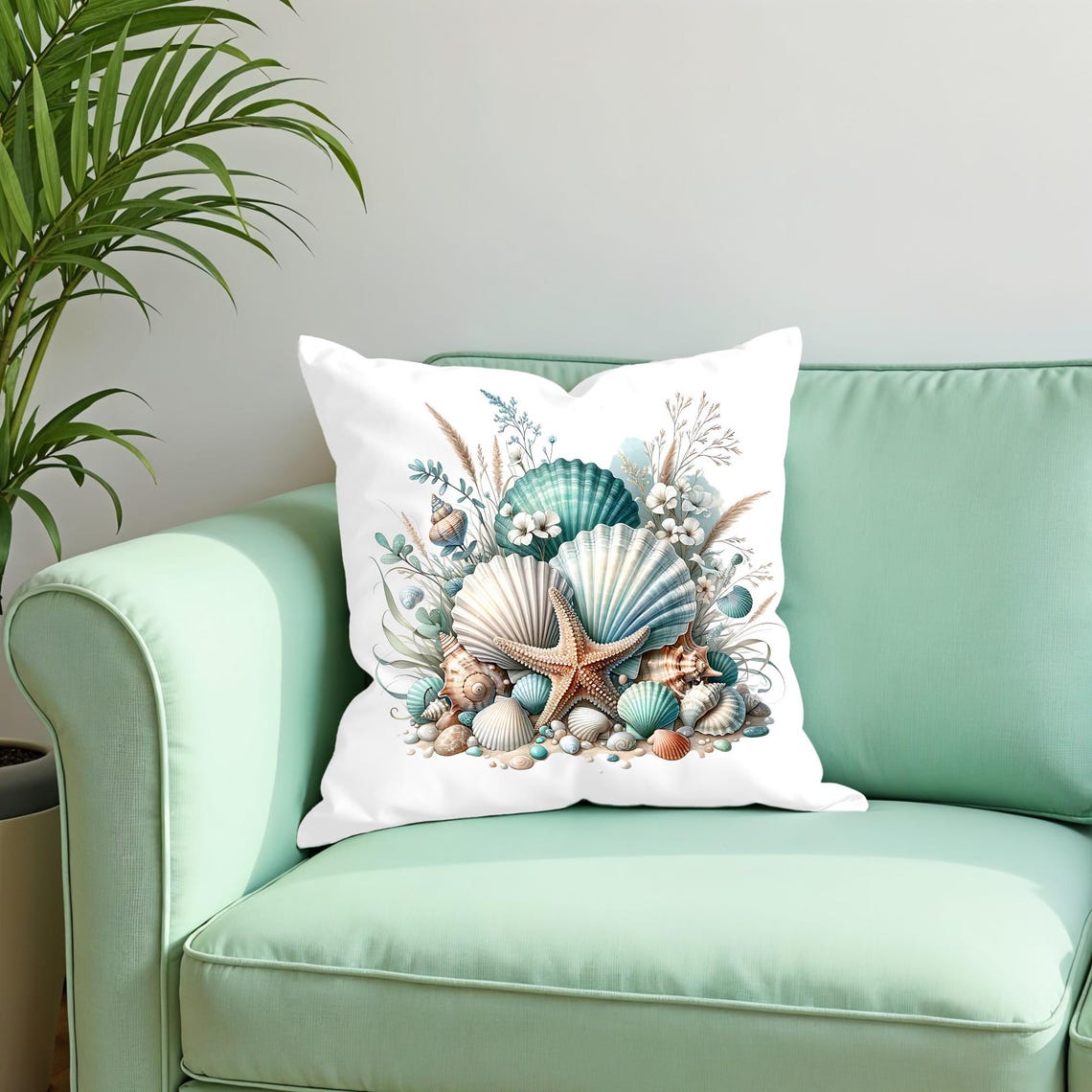 Coastal Seashell Png , Sublimation Designs , Pillow Design Png ...