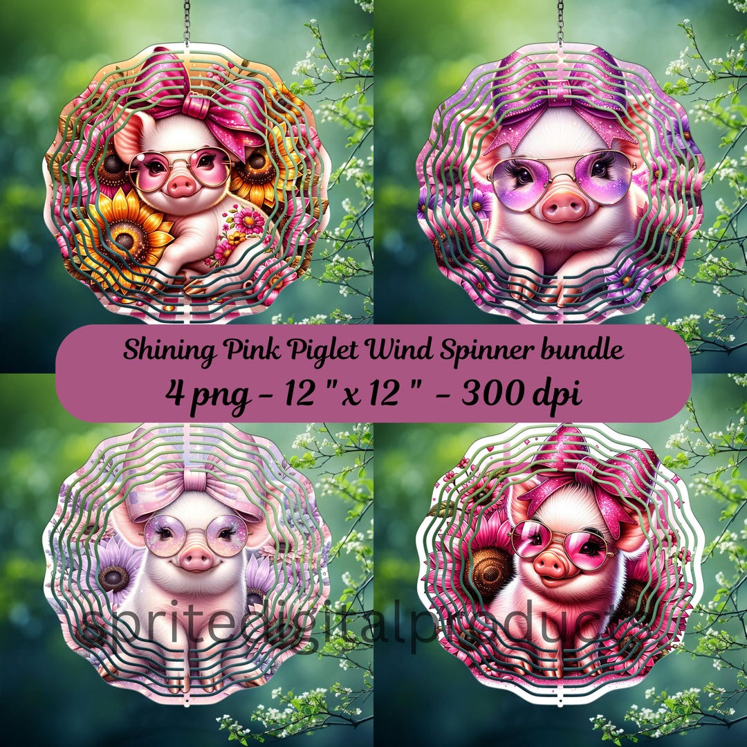Shining Pink Piglet Wind Spinner Png , 4 Wind Spinner Sublimation ...