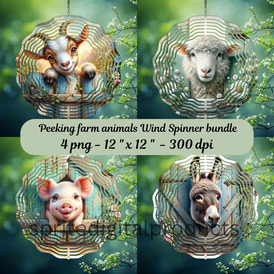 Peeking Farm Animals Wind Spinner Png , 4 Wind Spinner Sublimation ...