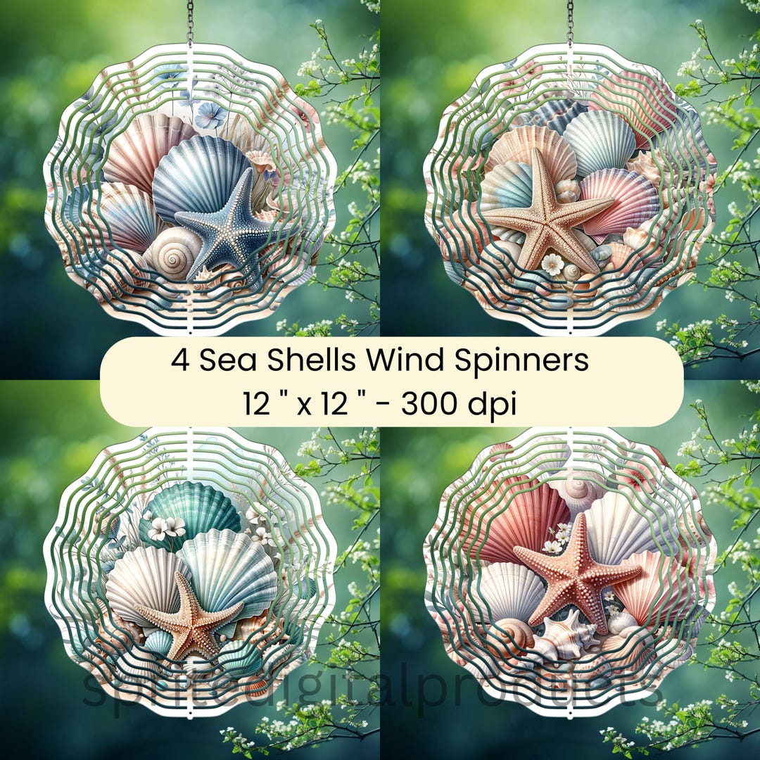 Sea Shell Wind Spinner Png , 4 Wind Spinner Sublimation Design , Garden ...
