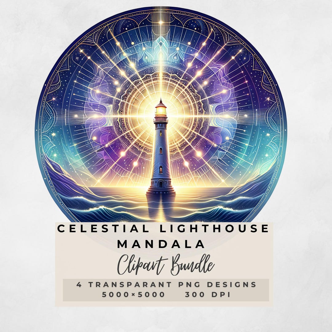 Celestial Lighthouse Mandala Clipart Bundle , 4 Transparent Png ...